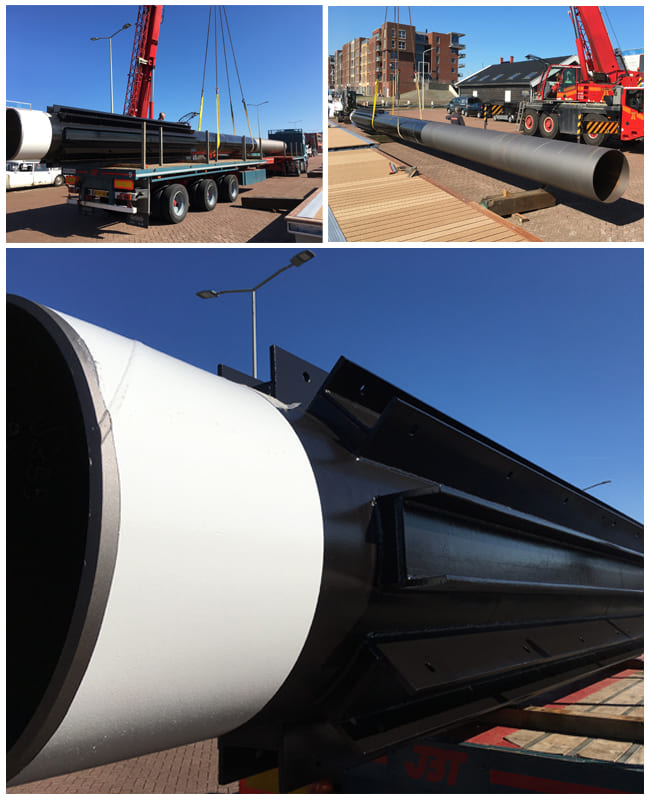 Steel pipes for a floating jetty in Scheveningen | Solines