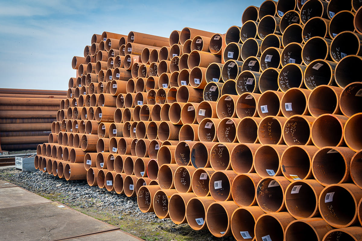 326 tons of steel tubes in Ø 323.9 x 11.10 mm dimensions